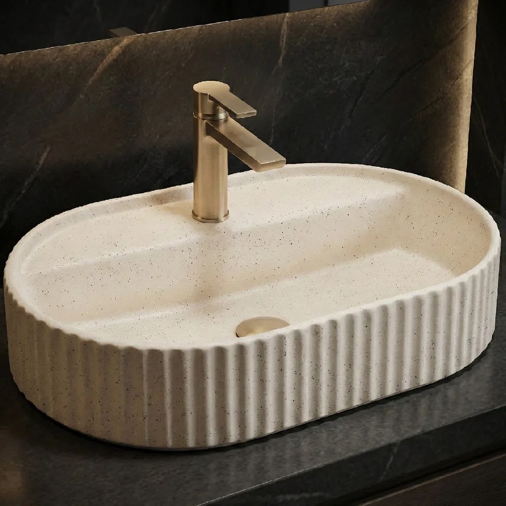Rea Marcela Vanilla, umyvadlo na desku 600×370×135 mm, béžová matná, REA-U3520