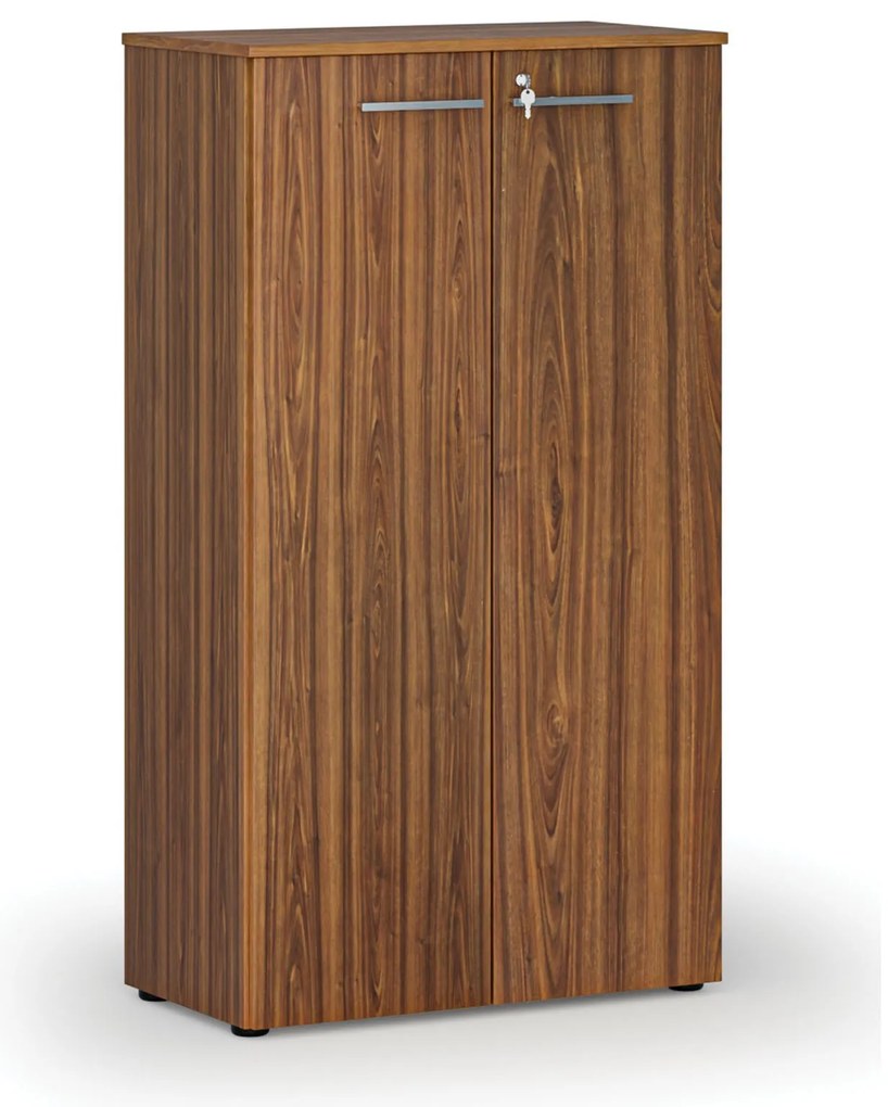 Kancelářská skříň s dveřmi PRIMO WOOD, 800 x 420 x 1434 mm, ořech