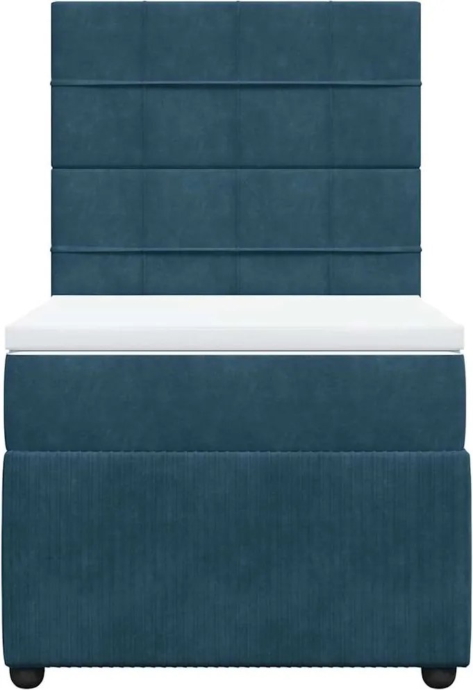 Box spring postel s matrací modrá 100 x 200 cm samet 3294566