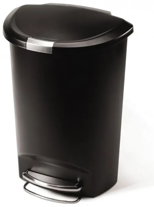 Půlkulatý pedálový koš 50 l, černý plast, černá