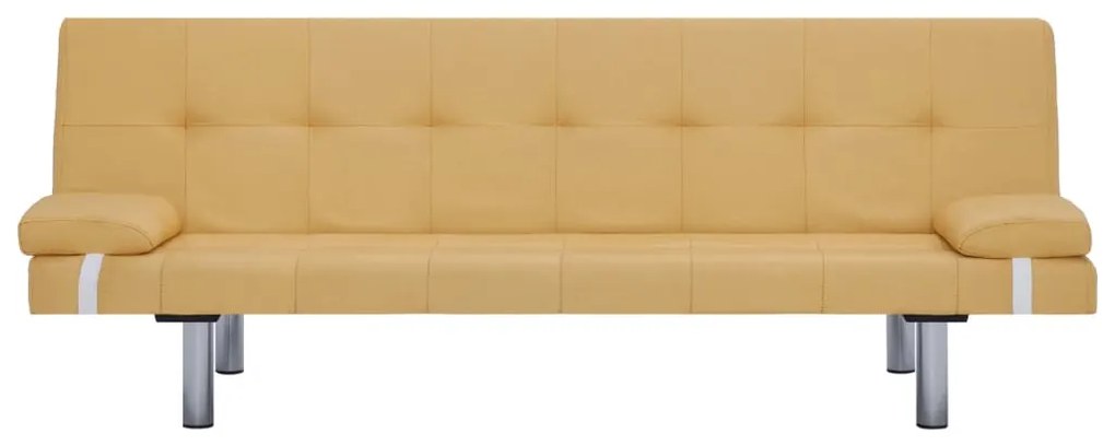 vidaXL 282190 Marketos Sofa Bed with Two Pillows Yellow Polyester