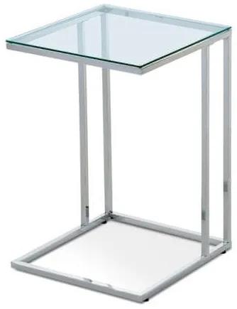 Autronic Přídavný stolek Přístavný stolek 40x40x60 cm, skleněná deska, kovová chromovaná ponož (84056-06 CR)