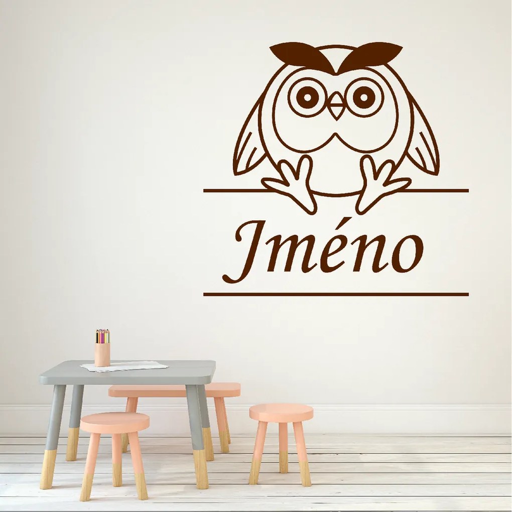 Živá Zeď Samolepka na zeď Sova se jménem Barva: černá