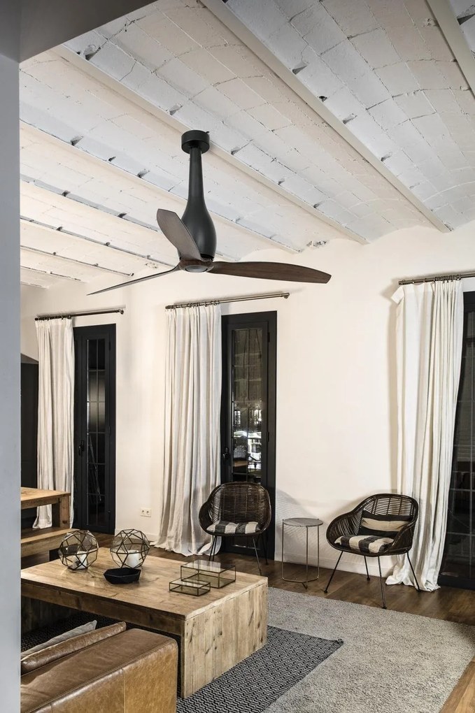 FARO 32004 ETERFAN, černá/dřevo, stropní ventilátor s DC motorem - FARO