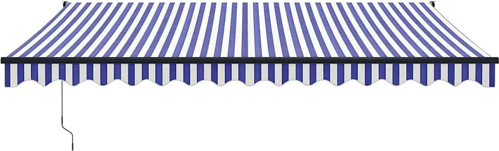 Zatahovací markýza modrá a bílá 4,5 x 3 m textil a hliník 3154449