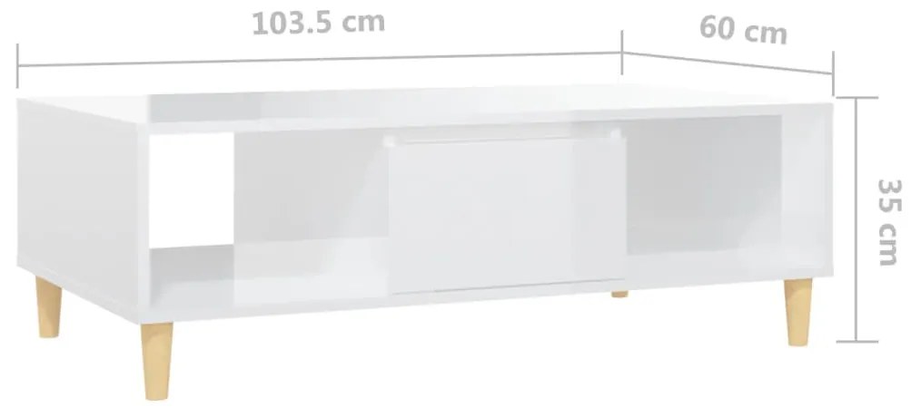 vidaXL Konferenční stolek bílý vysoký lesk 103,5x60x35 cm dřevotříska