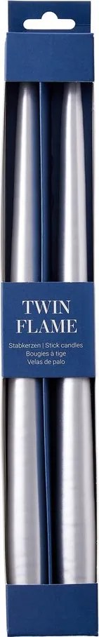 TWIN FLAME Sada svíček 2 ks 31 cm - stříbrná