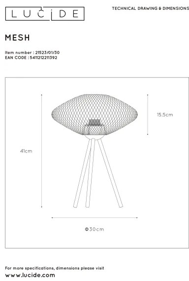 Lucide 21523/01/30 - Stolní lampa MESH 1xE27/40W/230V černá