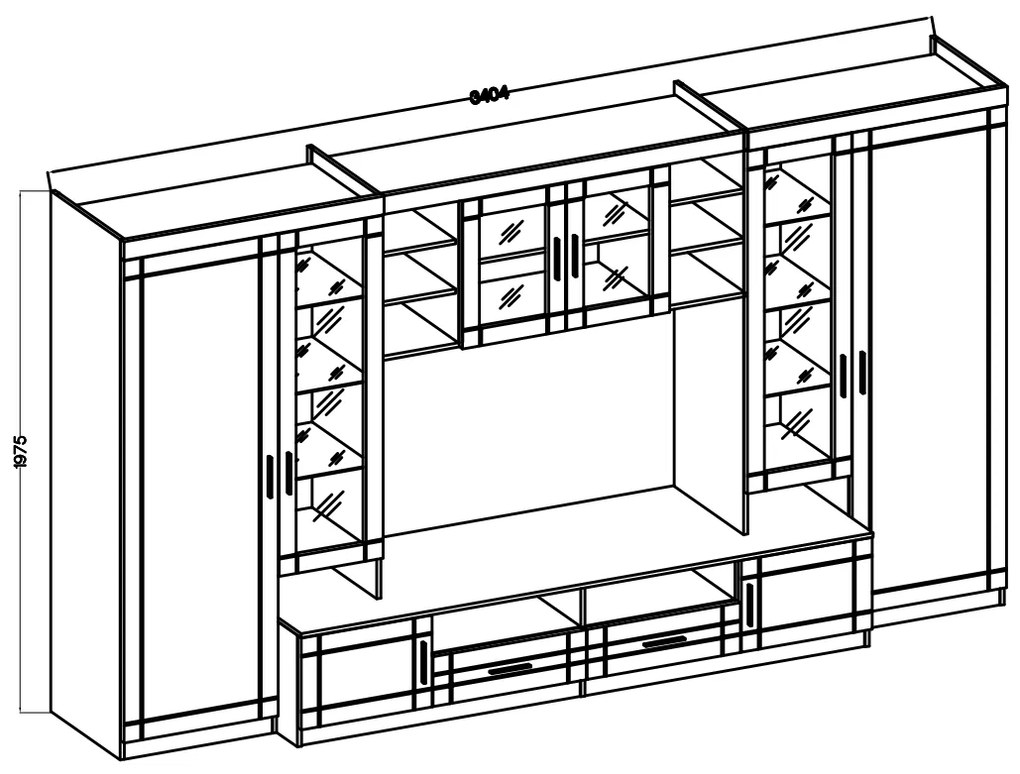 Obývací stěna PARIS Zvolte barevné provedení: Grafit / Dub sonoma, LED osvětlení: Ne
