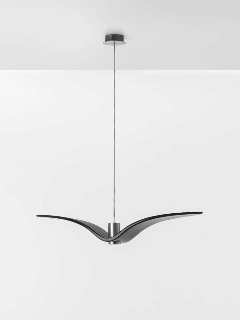 Designové závěsné svítidlo Brokis Night Birds PC962 Povrch Montury: Černý elox, Barva skla: opal - masiv, Povrch baldachýnu: pískovaný hliník lakovaný
