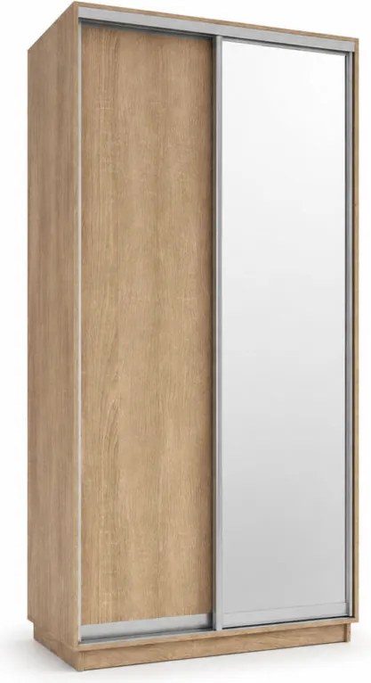 Skříň s posuvnými dveřmi 1200x2200x600 1LTD 1 Zrcadlo Dub Sonoma, profil stříbrný