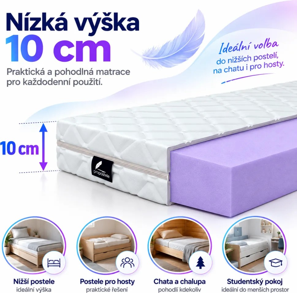 proPOSTELE Matrace Pur 10 cm 90 x 200 cm