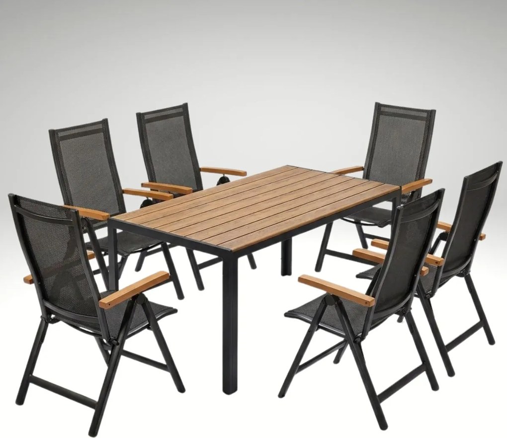 Vikio Zahradní jídelní set 140x80 pro 6 osob přírodní VZS210P6