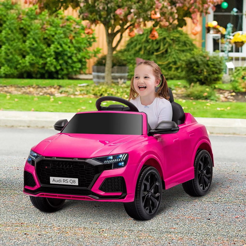HOMCOM Dětské Elektrické Auto +3 roky Audi RS Q8 Licencované 6V Baterie 2 Motory Dálkové Ovládání MP3 Hudba Klakson Světla Max Rychlost 3km/h 101x62x…