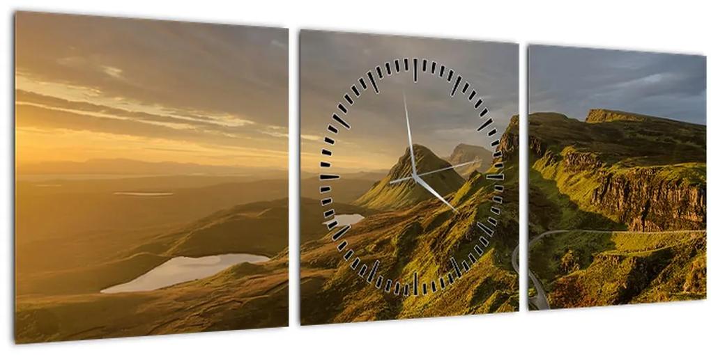 Obraz pohoří (s hodinami) (90x30 cm)