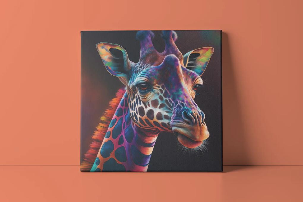 Obraz na plátně - barevná žirafa FeelHappy.cz Velikost obrazu: 60 x 60 cm