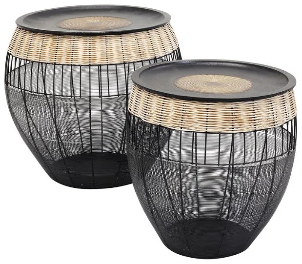 African Drums set dvou černých příručních stolků