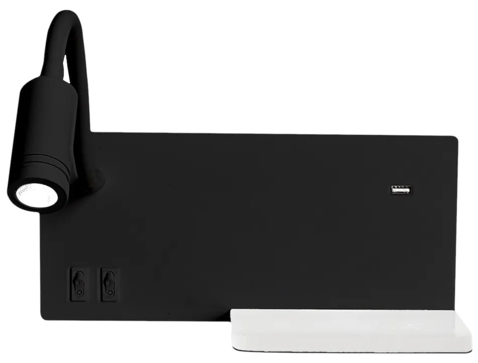 Nástěnné LED svítidlo Shelf, 1x LED 4+5+2w, 4000k, b/w, vypínač
