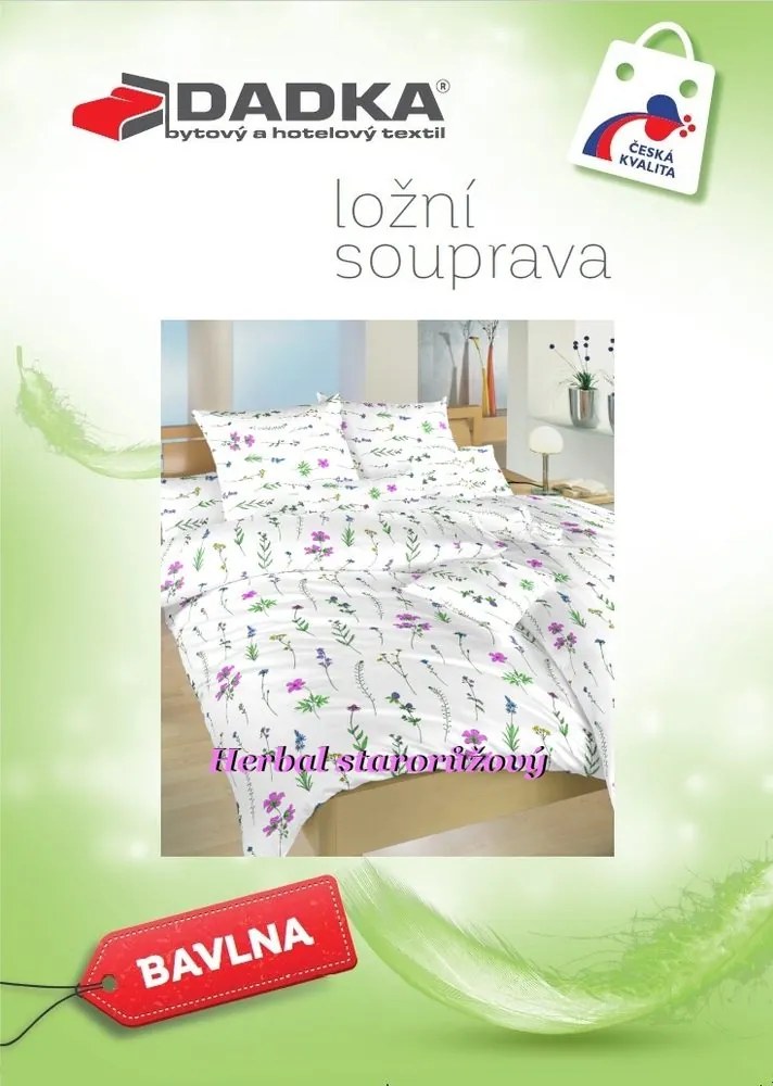 Povlečení bavlna Herbal starorůžový 140x200, 70x90 cm