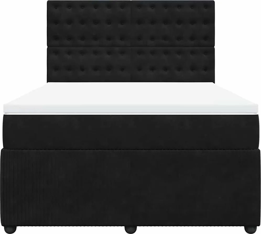 Box spring postel s matrací černá 160x200 cm samet 3294696