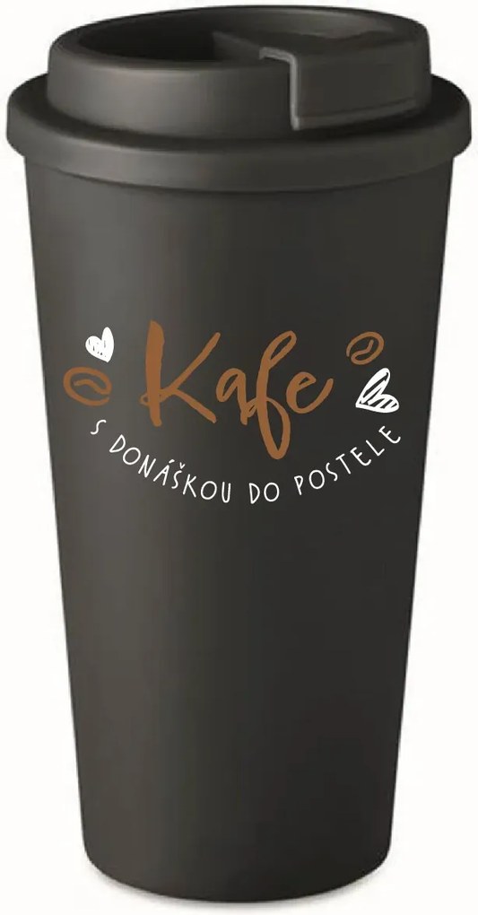KAFE S DONÁŠKOU DO POSTELE - černý termohrnek 475 ml