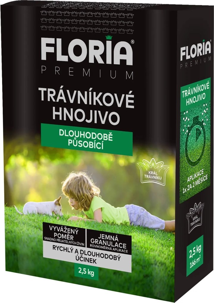 FLORIA PREMIUM Trávníkové hnojivo DLOUHODBĚ PŮSOBÍCÍ 2,5 kg