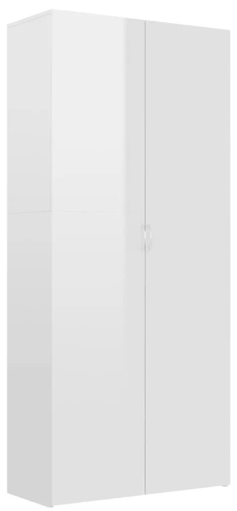 Botník bílý s vysokým leskem 80 x 35,5 x 180 cm dřevotříska - Default Title