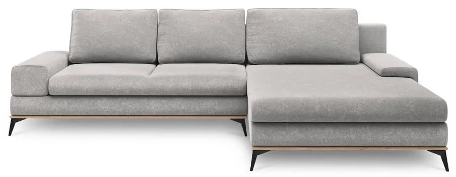 Světle šedá rozkládací/s úložným prostorem rohová pohovka (pravý roh/s lenoškou) Planet - II. jakost – Windsor & Co Sofas