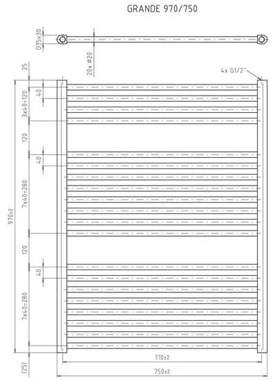 EBS GRANDE IGR750970REW radiátor elektrický rovný, 75x97 cm S_G7597REW