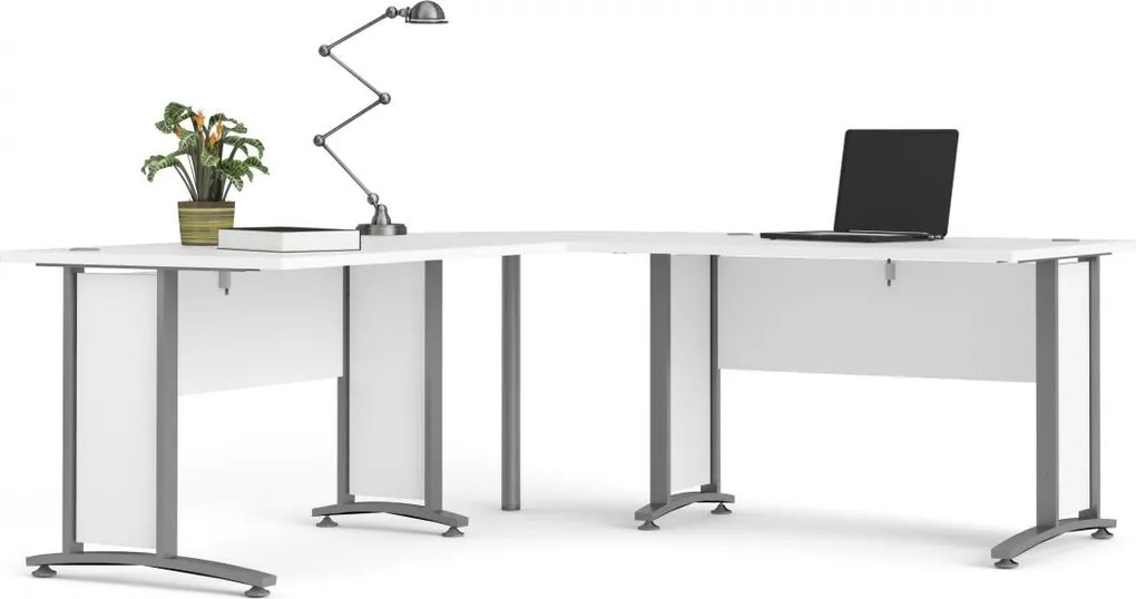FALCO Rohový psací stůl Office 80400/303 bílá/silver grey