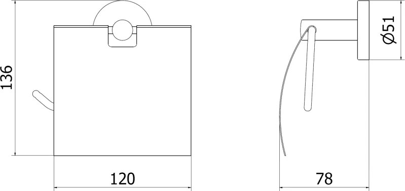 Mexen Remo, držák na toaletní papír s krytem, ​​černý chrom, 7050733-73
