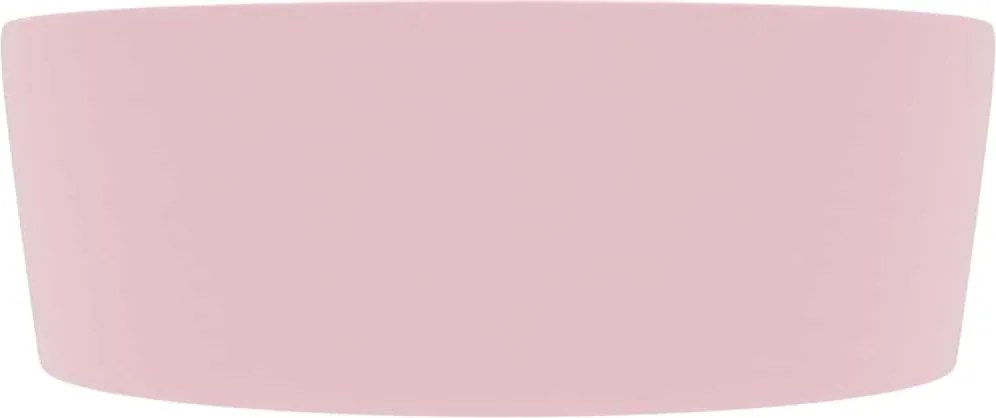Luxusní umyvadlo s přepadem matné růžové 36 x 13 cm keramické 147032