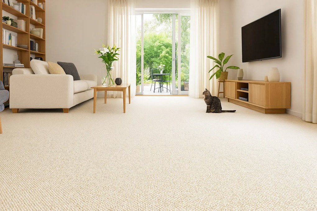 Avanti, Metrážový koberec Alfawool 86 bílý, na míru, šíře 4m,5m, béžová, ab (mřížka), ložnice