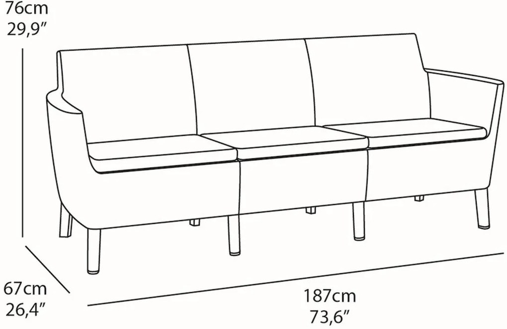 KETER SALEMO 3 SEATER Set zahradní, hnědá/béžová 17205990