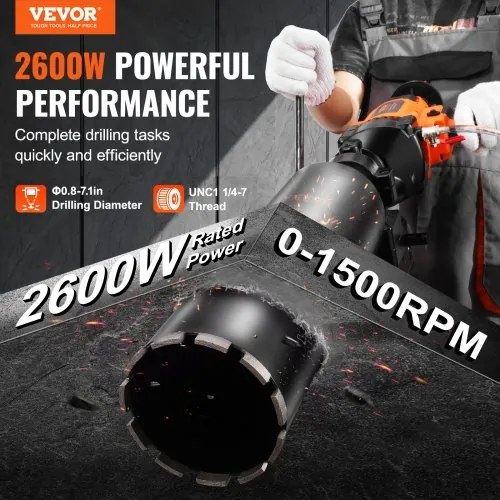 Ruční a stojanová jádrová vrtačka 2–18 cm s průměrem 2600 W