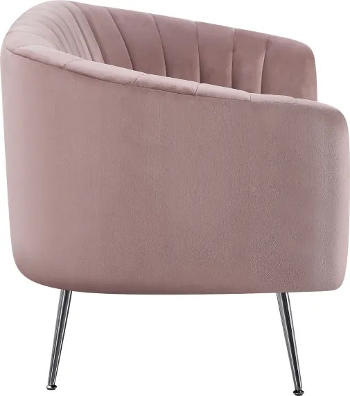 Designový 2-sed, růžová Velvet látka/chrom-stříbrný, BAGY