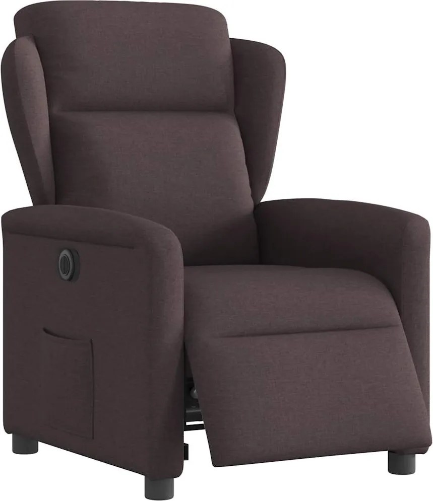 Elektrické polohovací křeslo tmavě hnědé textil 3303119