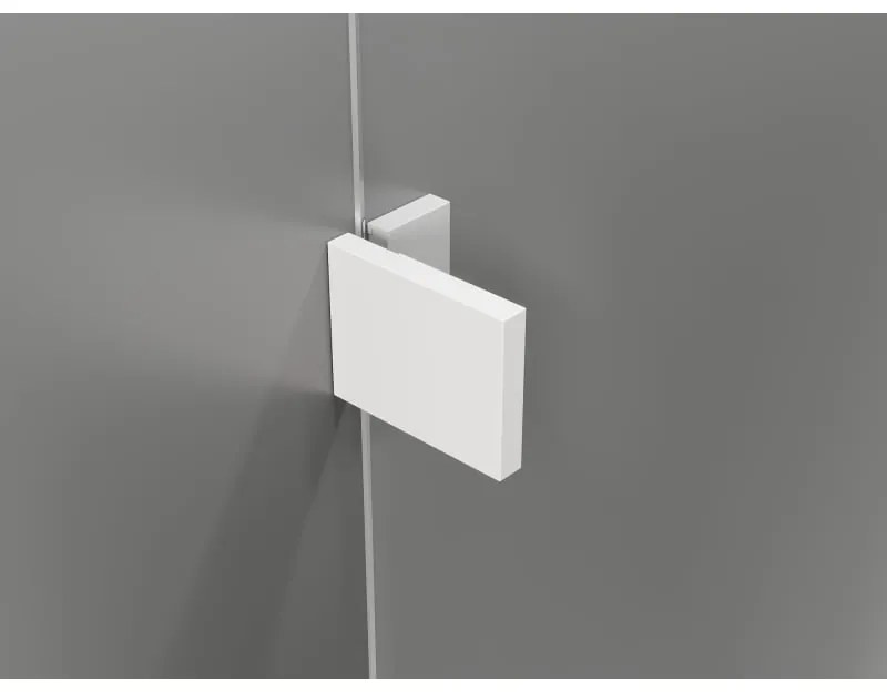 Mexen Lunar, L pravý výklopný pětiúhelníkový sprchový kout 80 x 100 cm, 8mm čiré sklo, bílý profil, 831L-080P-100L-20-00-P