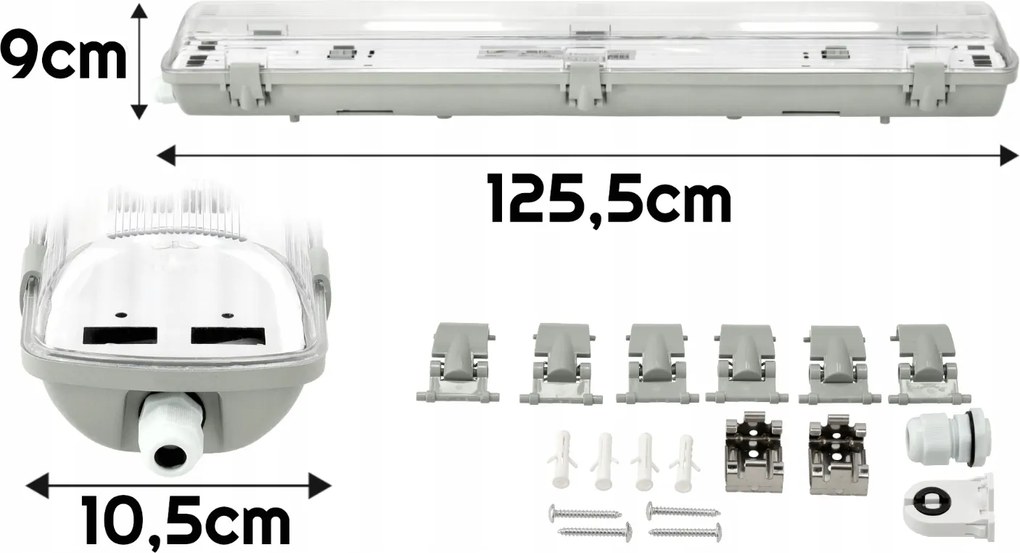 LED hermetické svítidlo 120cm 36W 3600lm 4000K do garáže s plechem