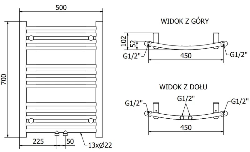 Mexen Ares, topné těleso 700x500 mm, 286 W, černá, W102-0700-500-00-70