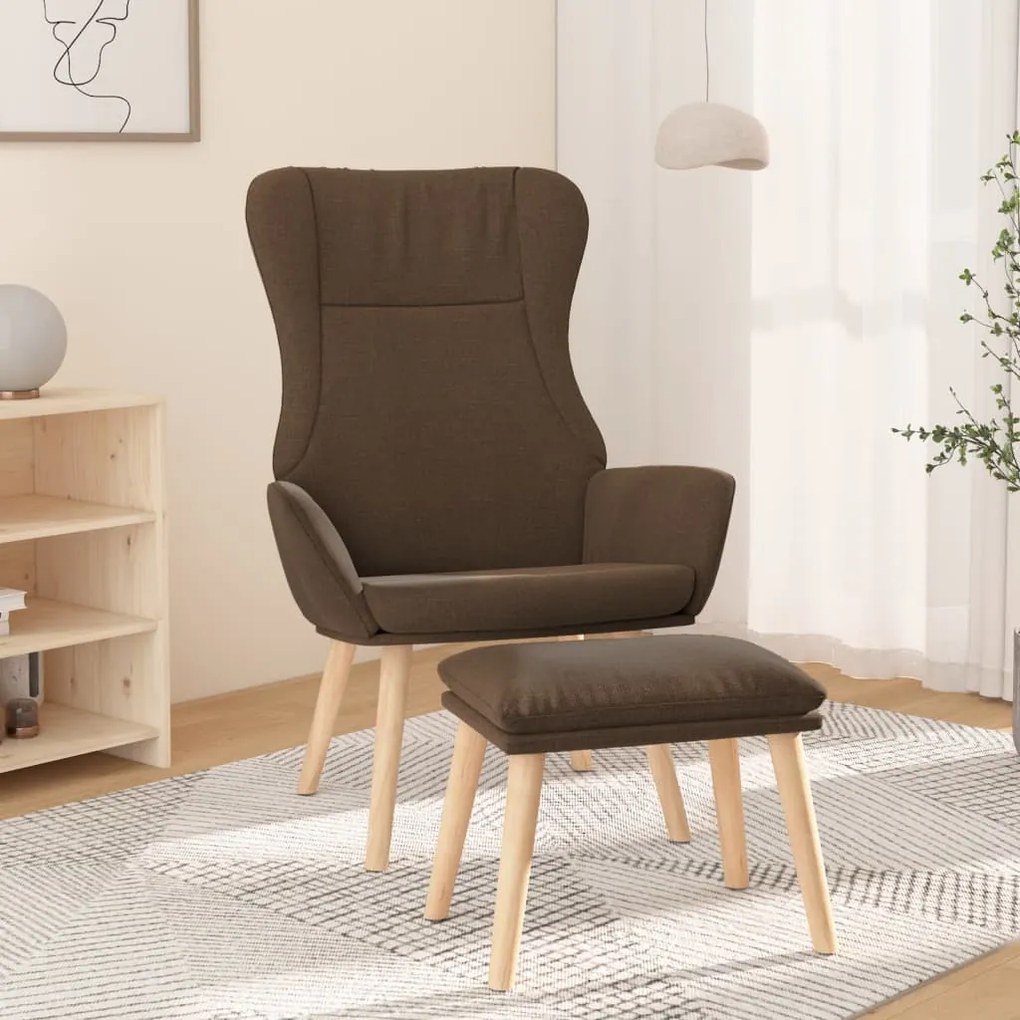 Relaxační křeslo s podnožkou hnědé textil 3097885