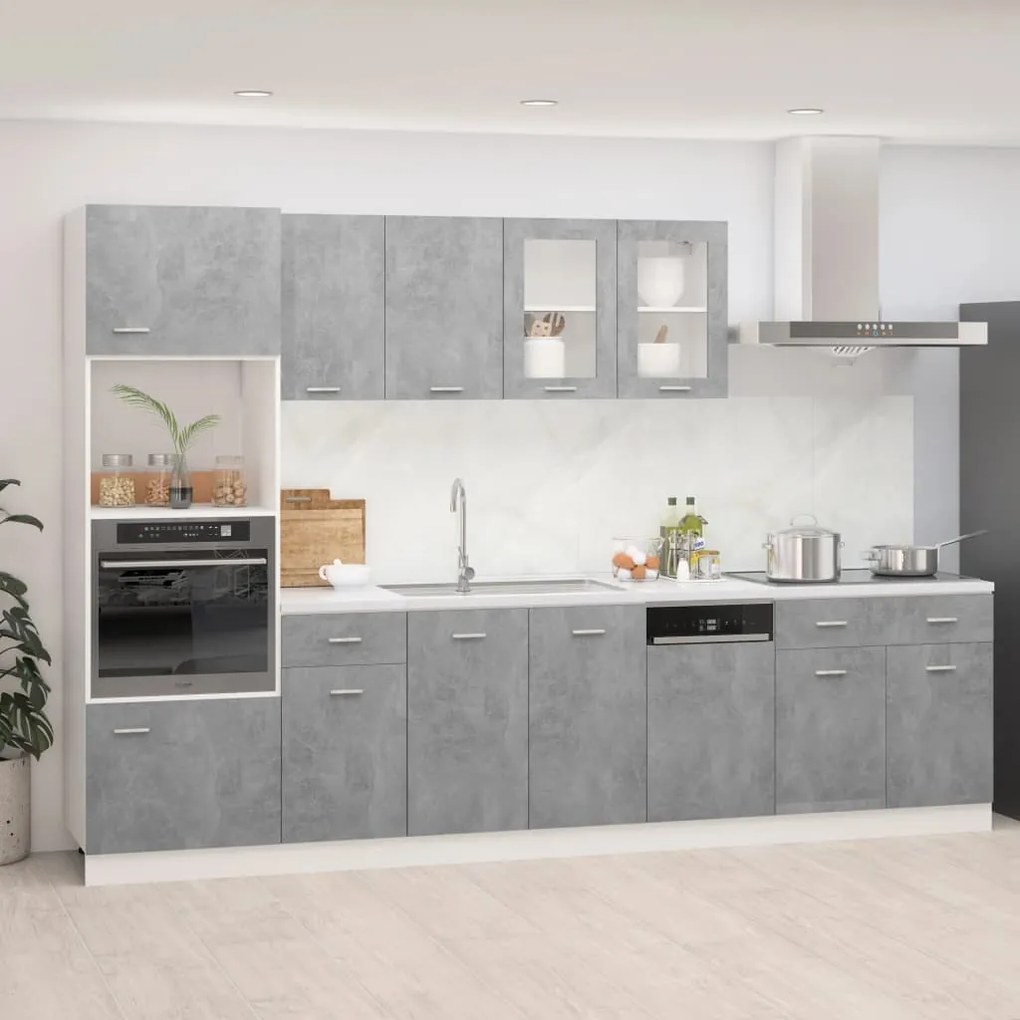 3067627 vidaXL 7dílný set kuchyňských skříněk betonově šedý dřevotříska