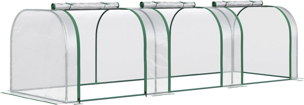 Skleník Outsunny s dveřmi, zimní ochranný skleník z oceli, skleník na balkon, zahradu, rajčatový skleník 295x100x80cm, skleník na rajčata, zeleninu, k
