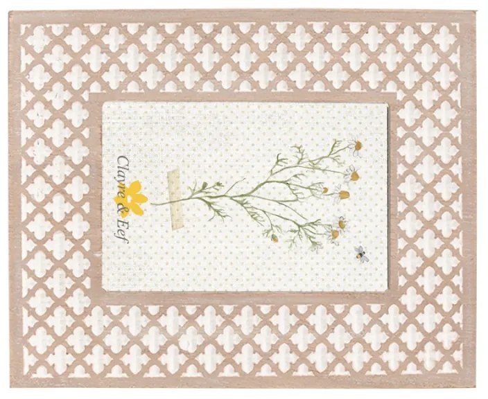 Hnědo bílý fotorámeček Ruud v boho stylu – 10x15 cm