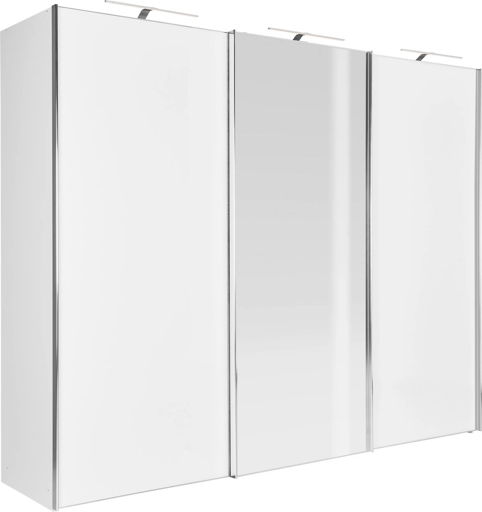 XXXLutz ŠATNÍ SKŘÍŇ SE ZRCADLEM, bílá, 250/222/68 cm Moderano - Šatní skříně - 00053100171C