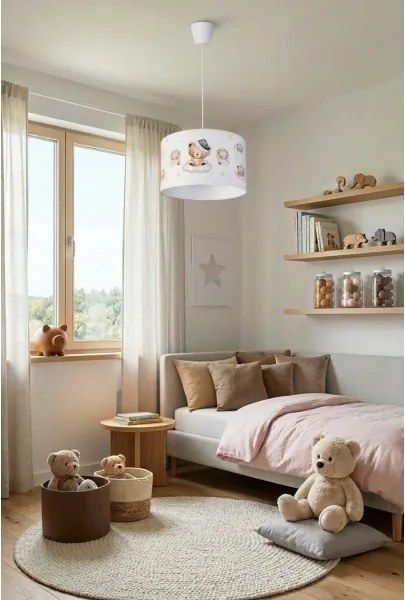 BRILAGI - LED Dětský lustr na lanku BOBO 1xE27/60W/230V pr. 35 cm bílá/medvídci