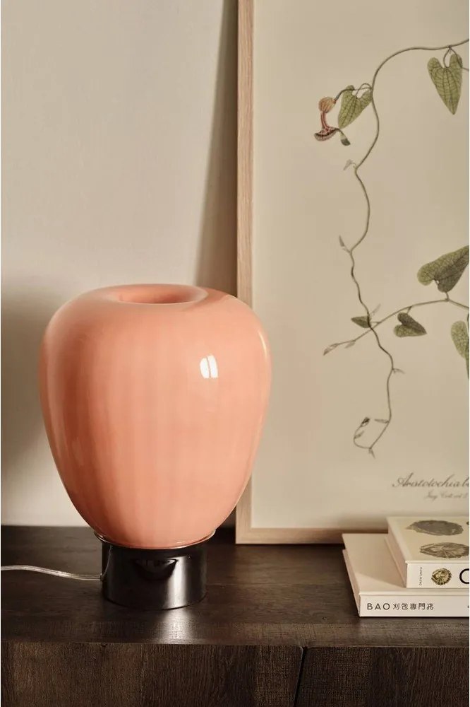Růžová/v leskle stříbrné barvě skleněná stolní lampa (výška 34 cm) Balloon – Ellos Home