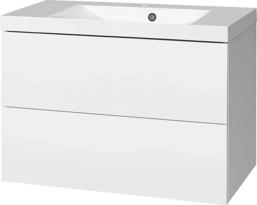 Mereo Mereo, Aira, koupelnová skříňka s umyvadlem z litého mramoru 81 cm, bílá, dub, šedá, CN711M