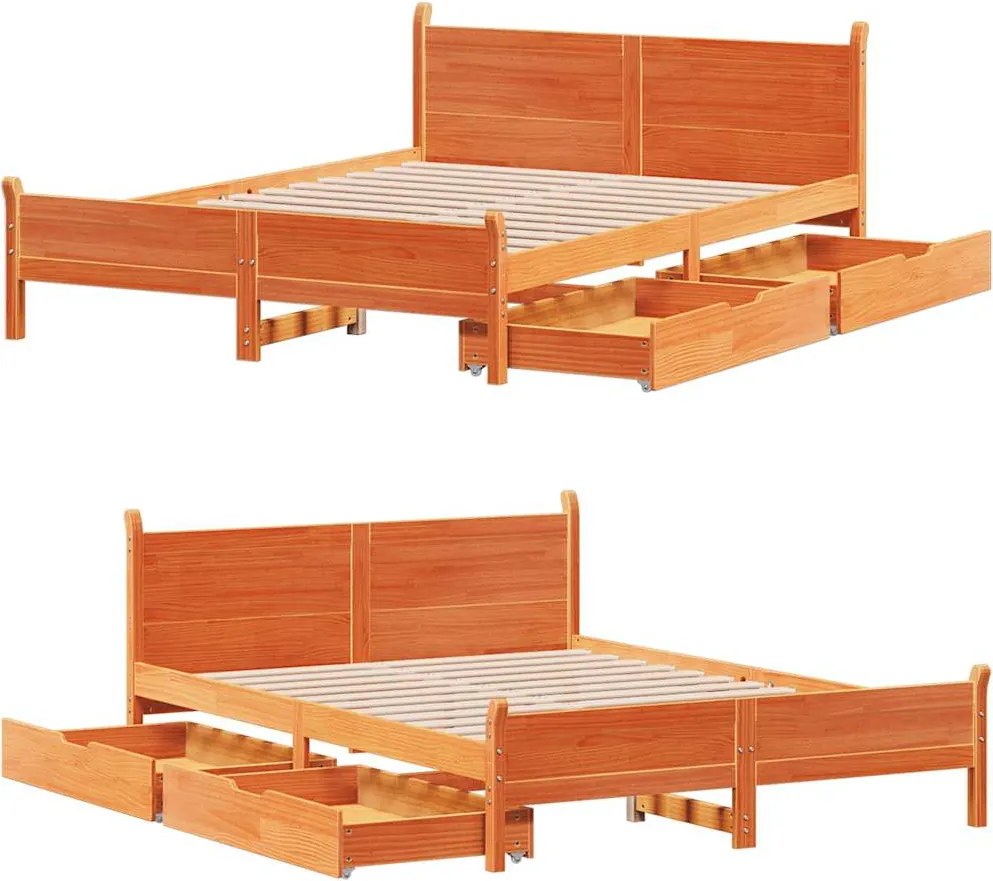 Postel bez matrace voskově hnědá 120 x 200 cm masivní borovice 3309775