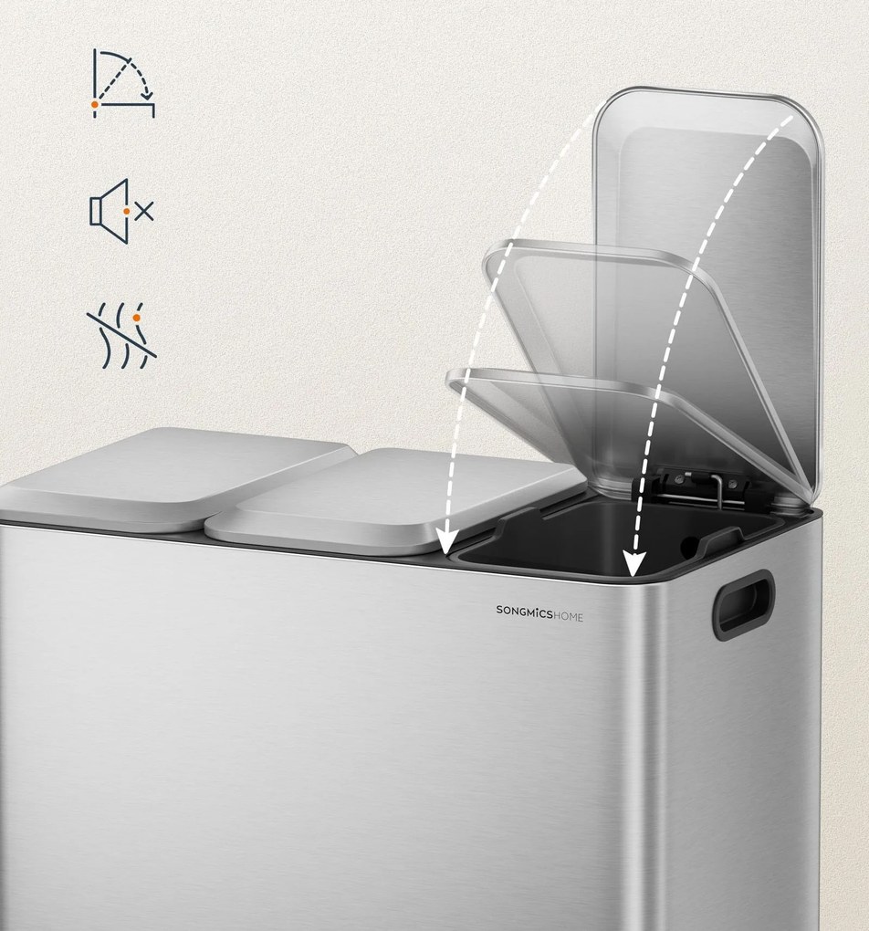 Odpadkový koš Bliss 3x15 l stříbrný